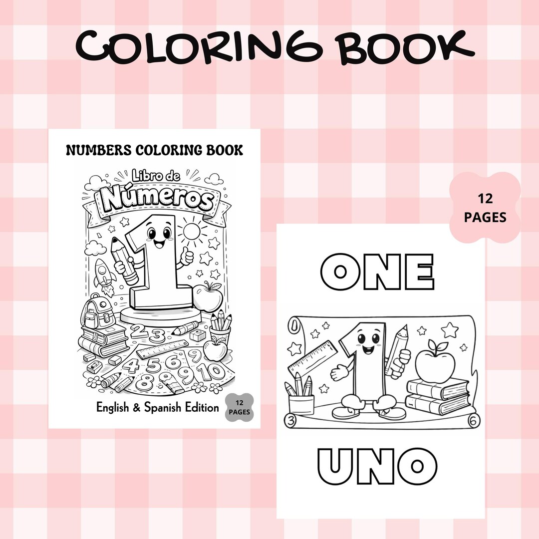 Numbers Coloring Book in English & Spanish | 12 Pages Printable PDF ...