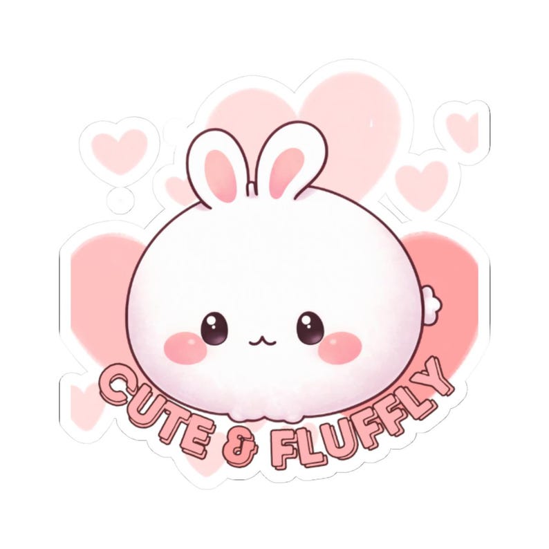 Cute & Fluffy Bunny Kiss-cut Stickers | Kawaii Heart Rabbit Decal - Etsy