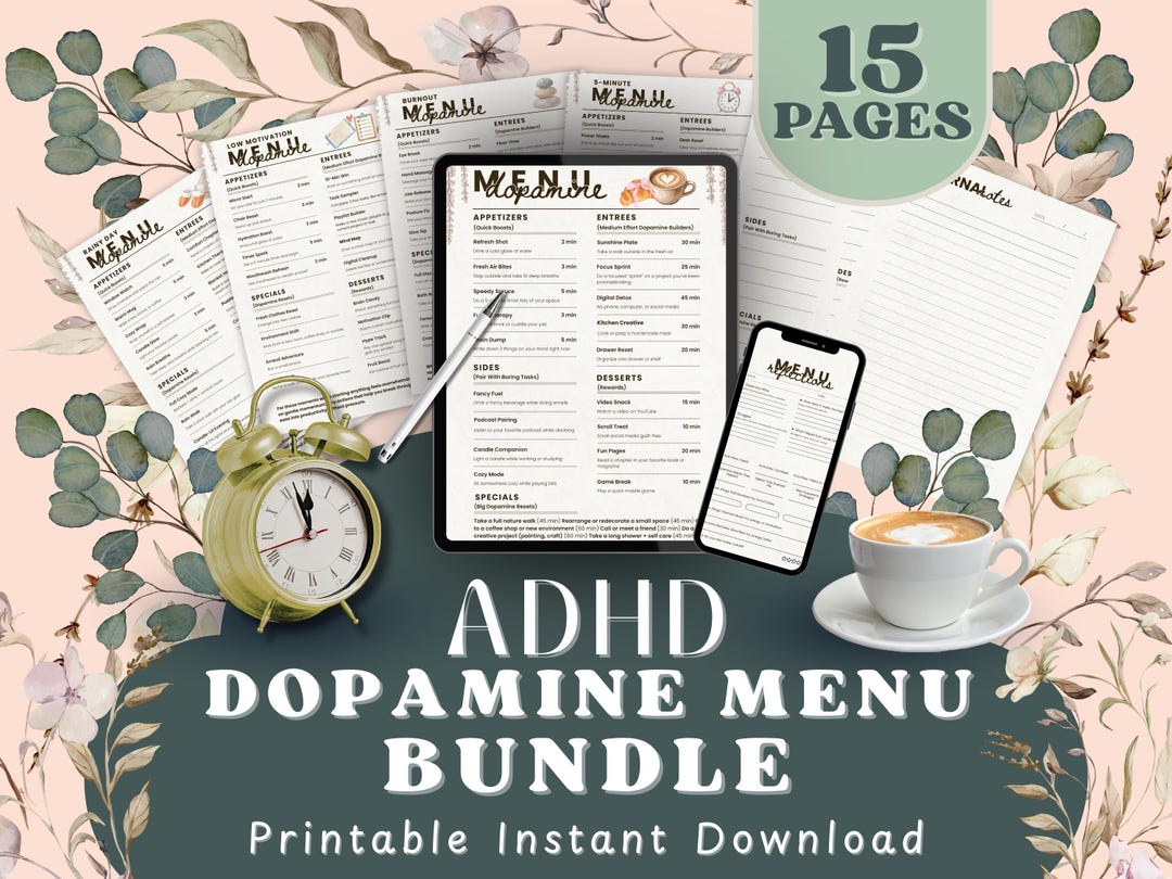 ADHD Dopamine Menu Bundle, Motivation Planner, Journal (digital ...