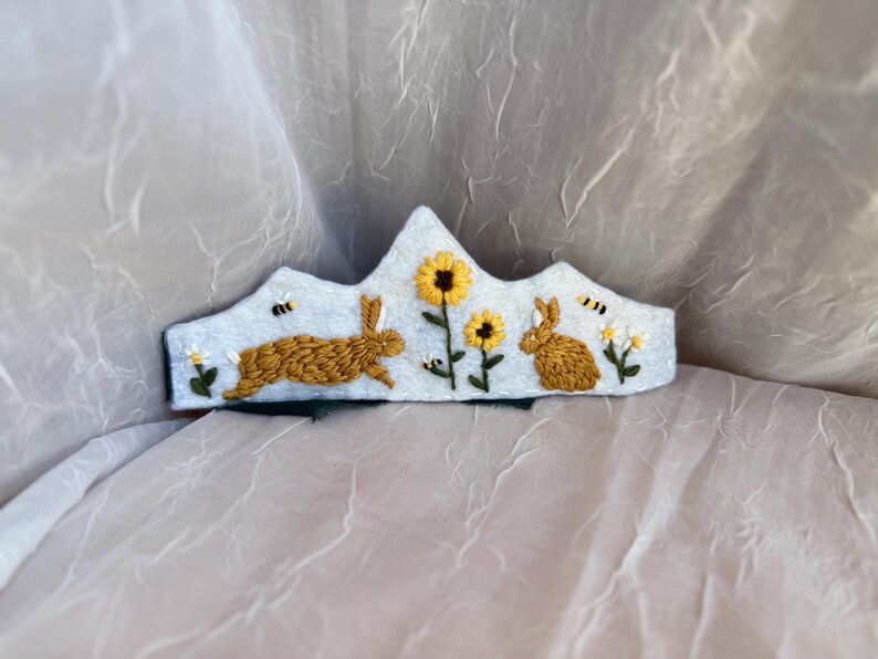 Hand Embroidered Bunny Felt Crown — Easter Basket — Easter Costume ...