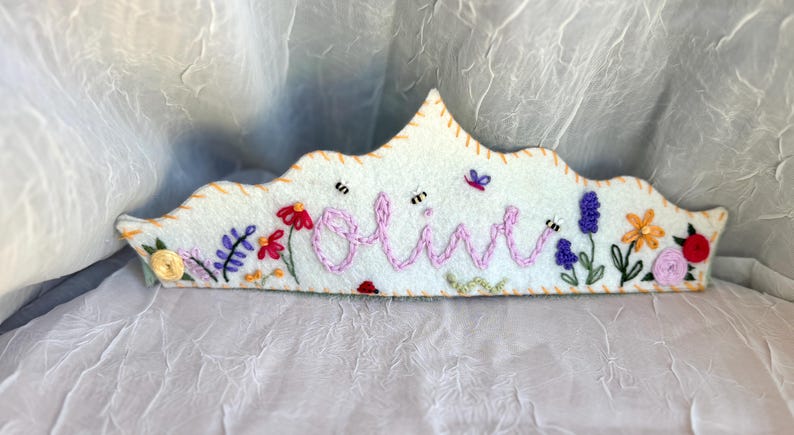 Custom Embroidered Felt Crown — Crown for Kids — Birthday Crown ...