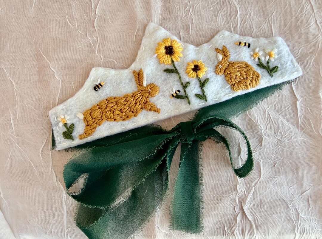 Hand Embroidered Bunny Felt Crown — Easter Basket — Easter Costume ...