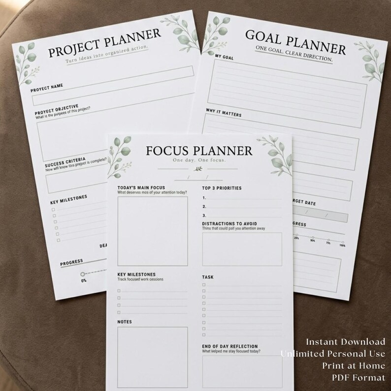 Productivity Planner Bundle | Goal, Project, Focus Planners (Digital ...