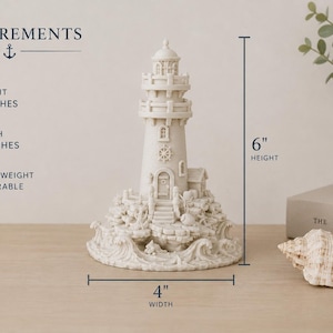Coastal Lighthouse Statue, Nautical Ocean Decor, Beach House Lighthouse ...