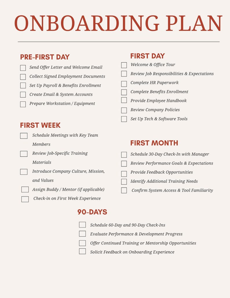 Welcome Letter + Onboarding Plan - Etsy