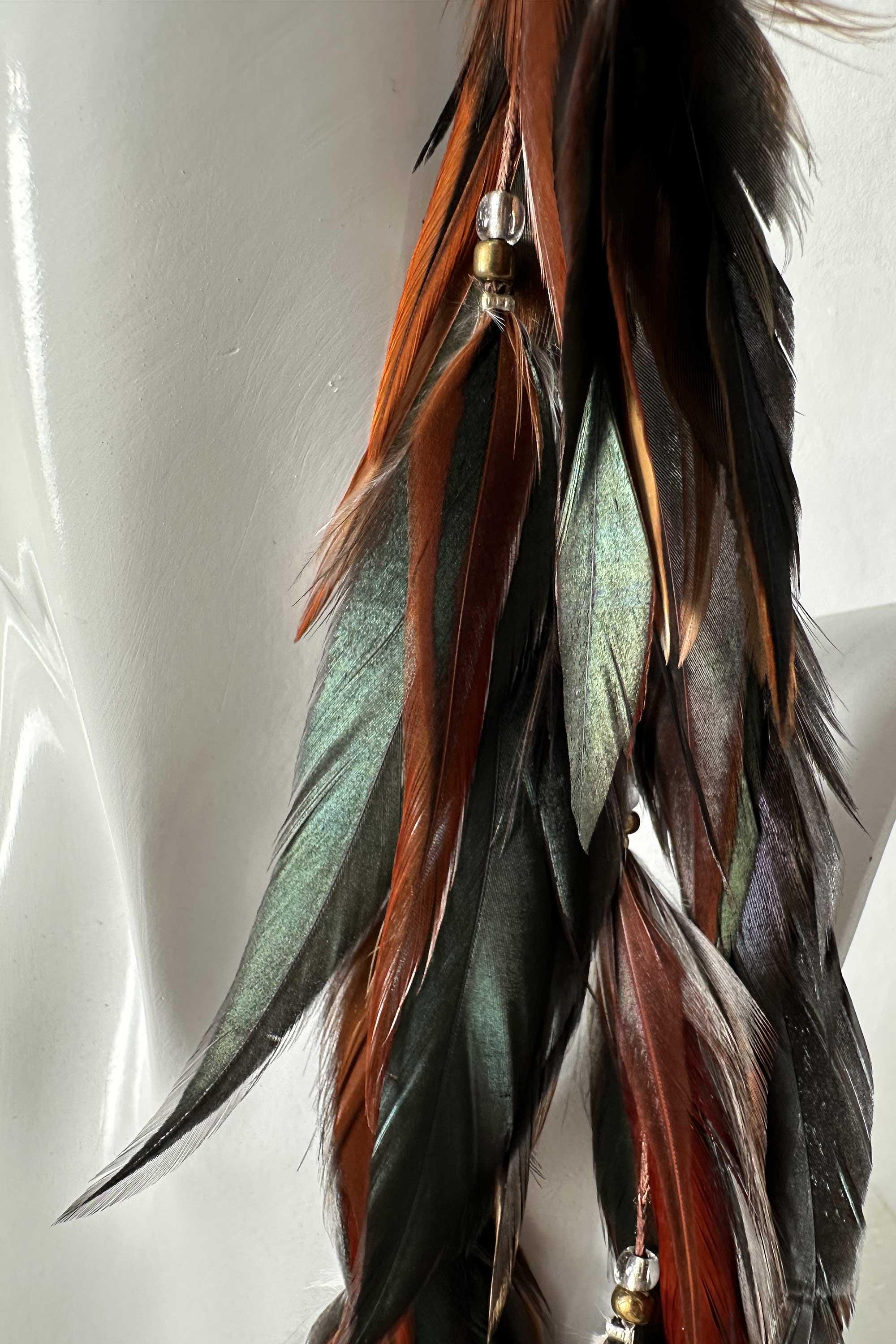 Cruelty-free Feather Hair Extension Clip, Boho Hair Accessories, Fiery ...