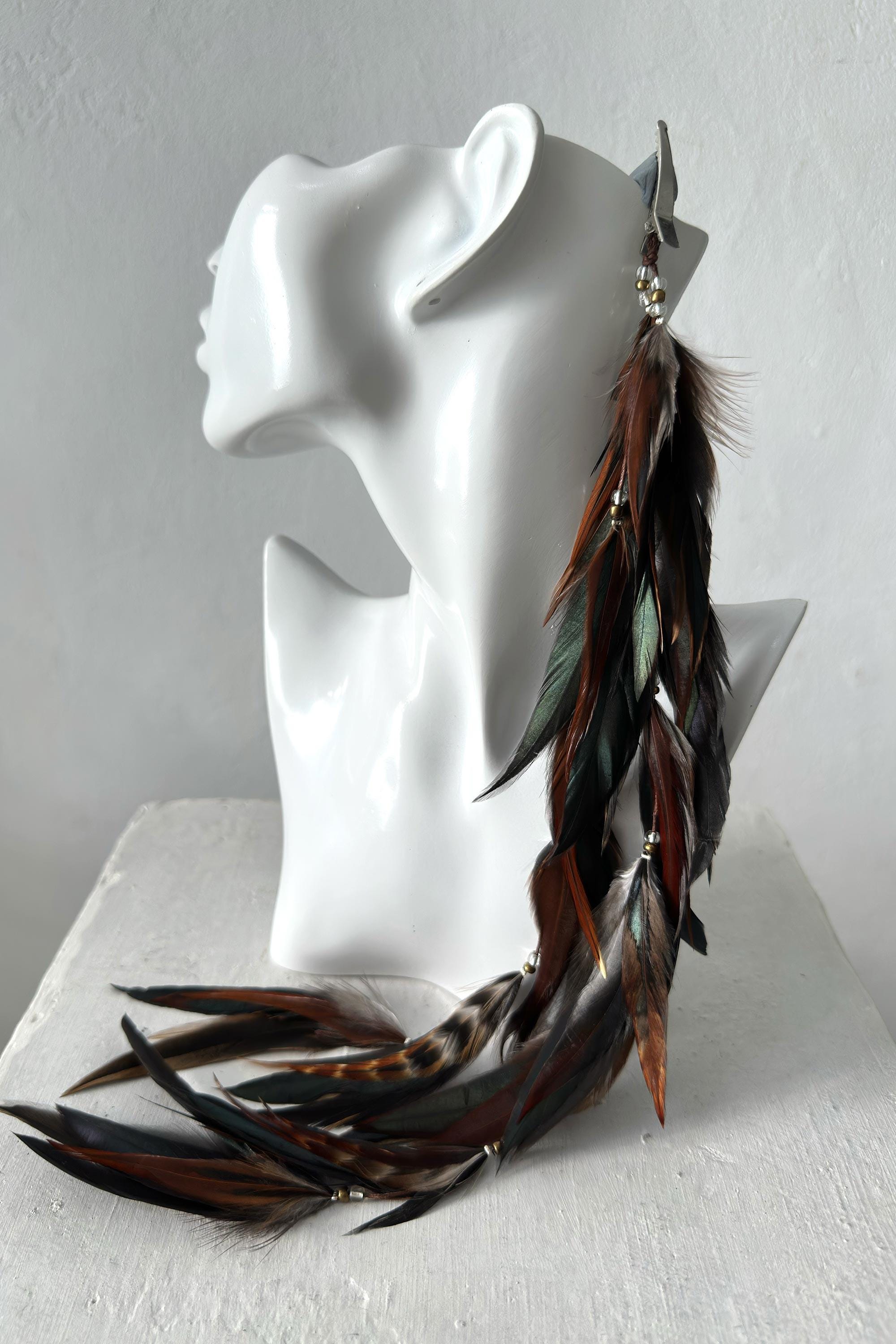 Cruelty-free Feather Hair Extension Clip, Boho Hair Accessories, Fiery ...