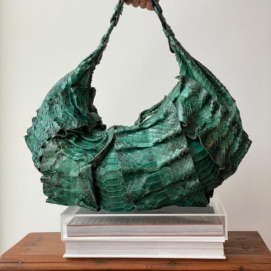 Handmade Python Leather Top Handle | Exotic Women's Purse | Green ...