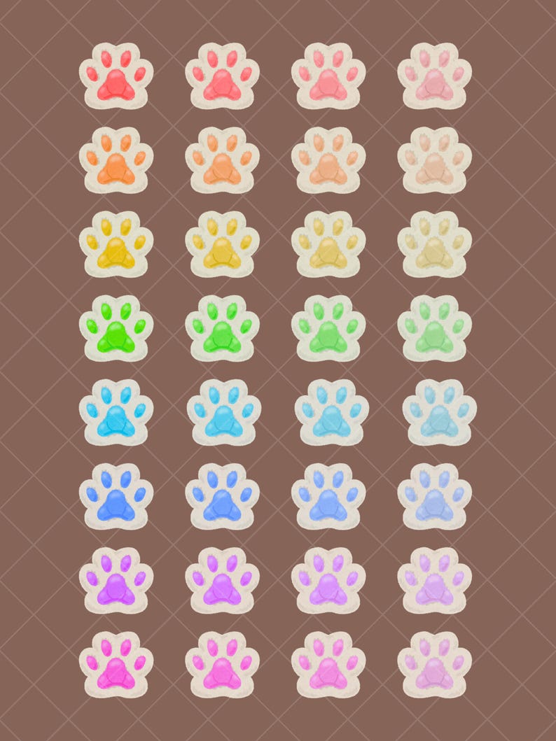 64 Pastel Paw Print Clipart Bundle (digital Download) - Etsy