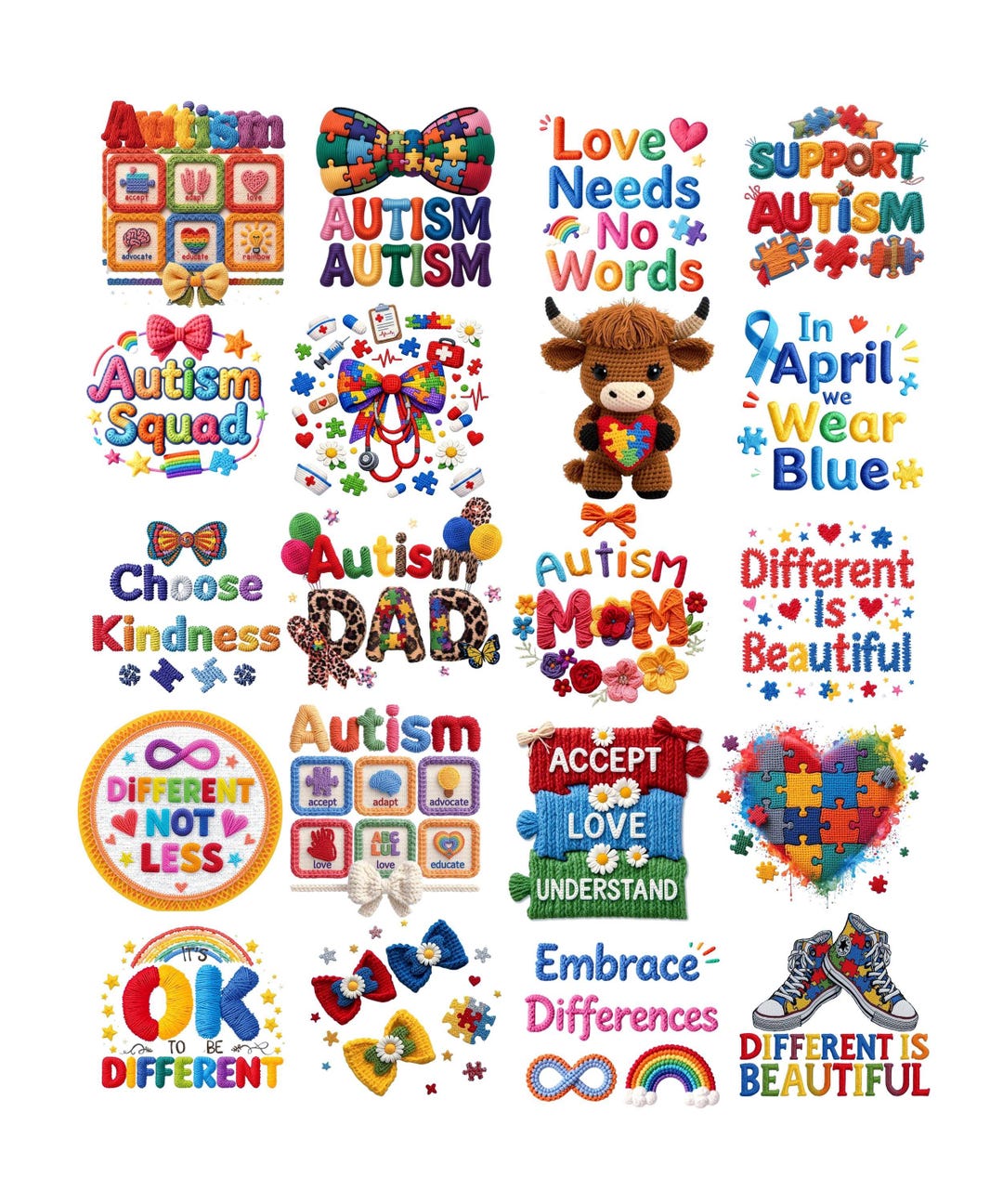 Autism Awareness PNG, Autism PNG, Autism Awareness PNG Bundle, Faux ...