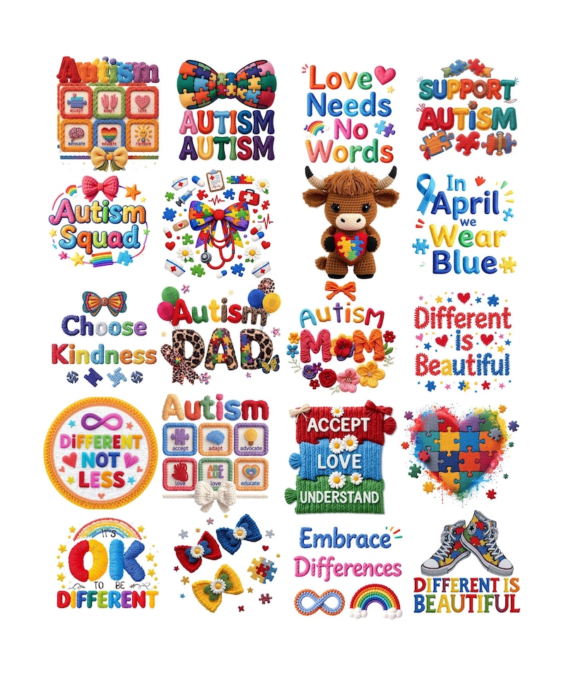 Autism Awareness PNG, Autism PNG, Autism Awareness PNG Bundle, Faux ...