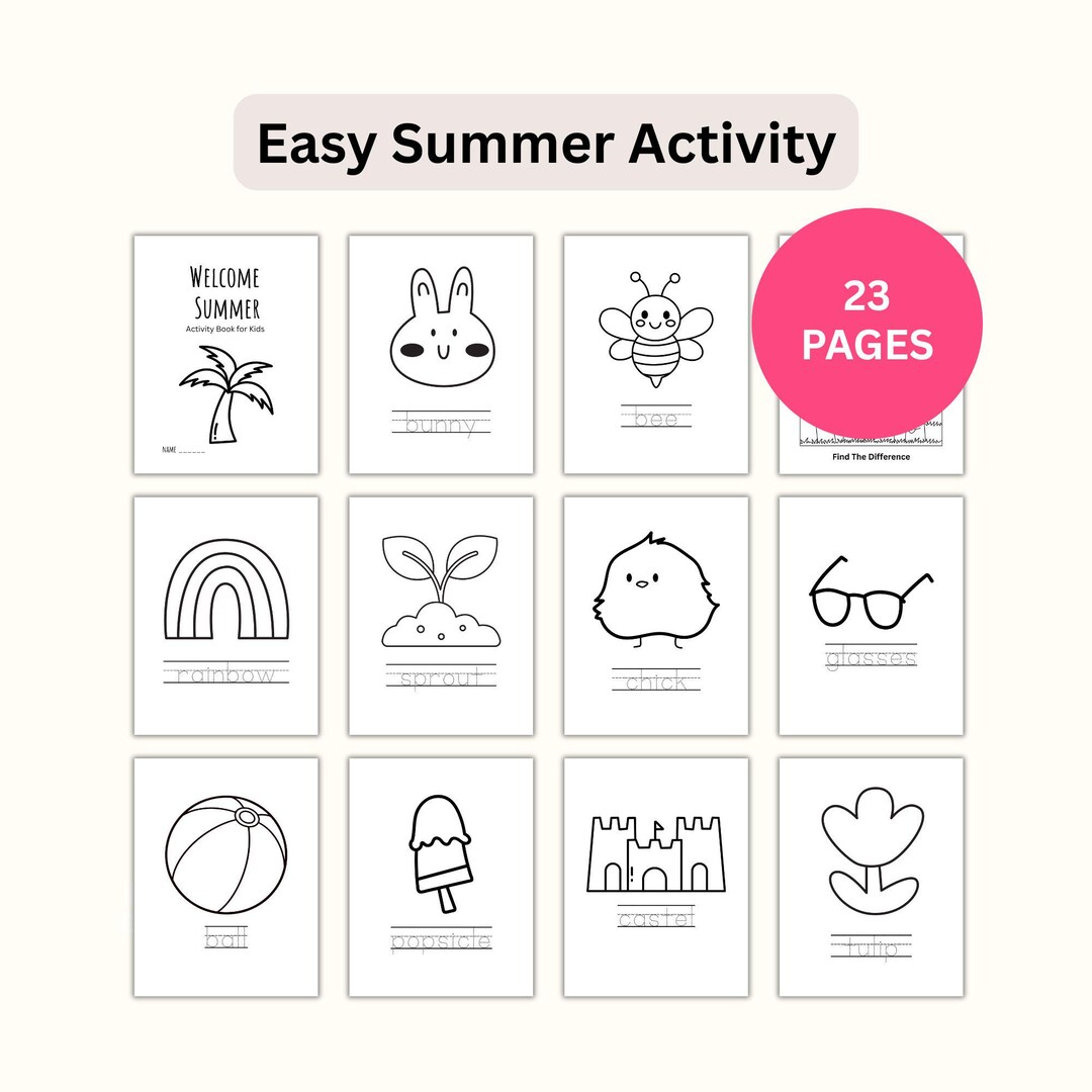 Summer Activity Book for Kids | Coloring, Tracing Pages (digital ...