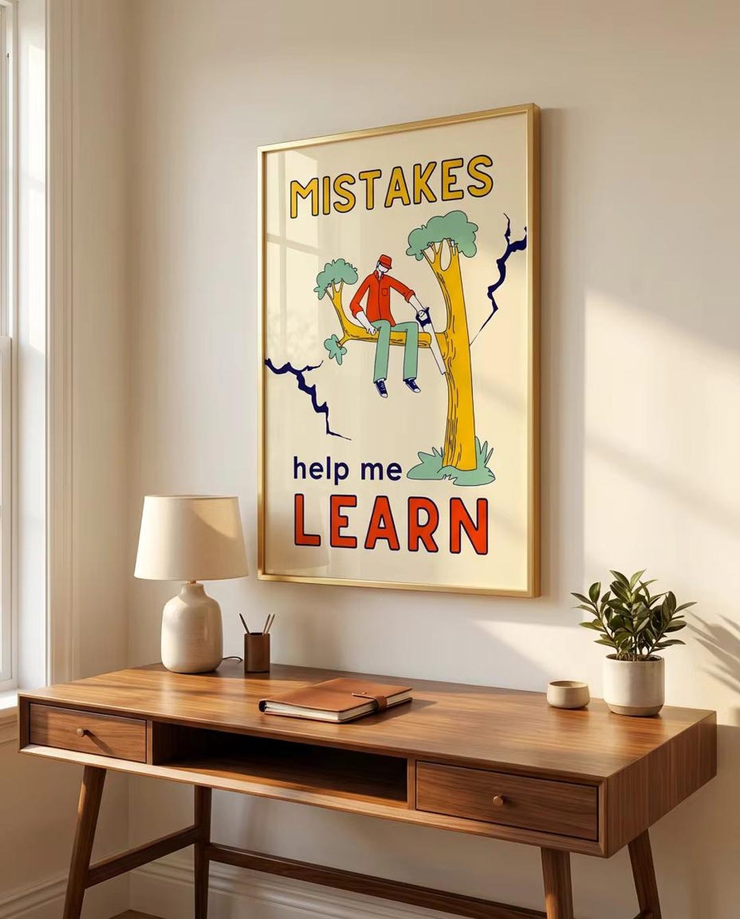 Mistakes Help Me Learn Wall Art Poster | Motivational Quote | Home ...