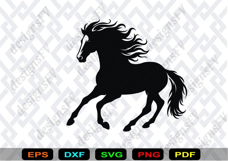 Running Horse SVG, Galloping Stallion PNG, Laser Engraving Cut File DXF ...