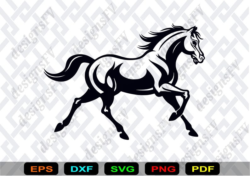 Running Horse SVG, Galloping Stallion PNG, Laser Engraving Cut File DXF ...
