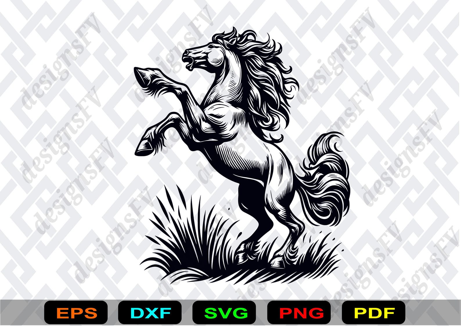 Rearing Horse SVG, Galloping Stallion PNG, Laser Engraving Cut File DXF ...
