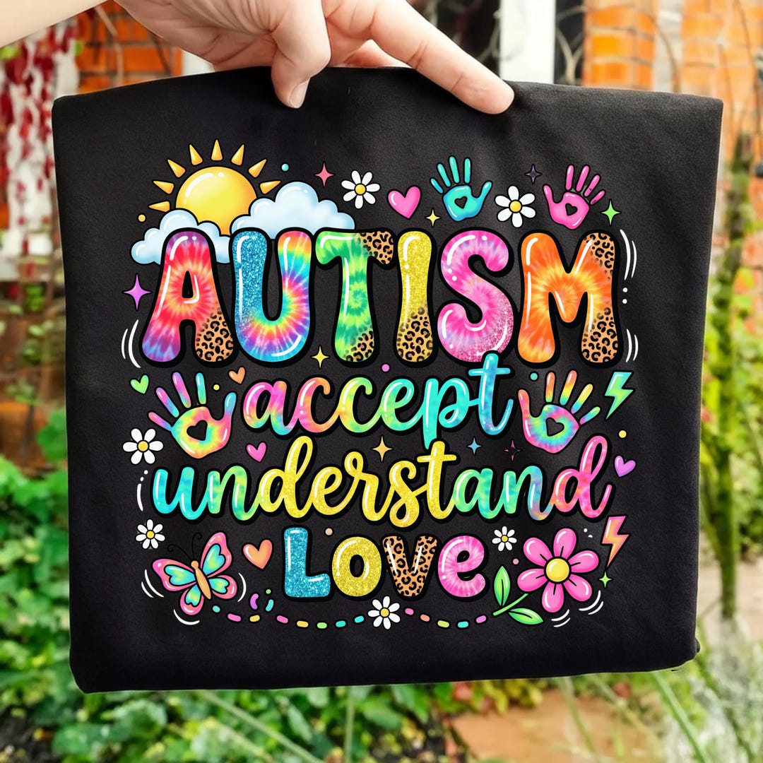 Autism Accept Understand Love PNG Trendy Tie Dye Leopard Print Autism ...