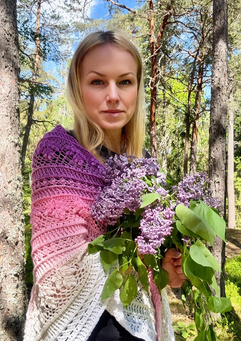 Freya’s Veil Crochet Shawl Pattern | Triangle, Intermediate Skill (PDF ...