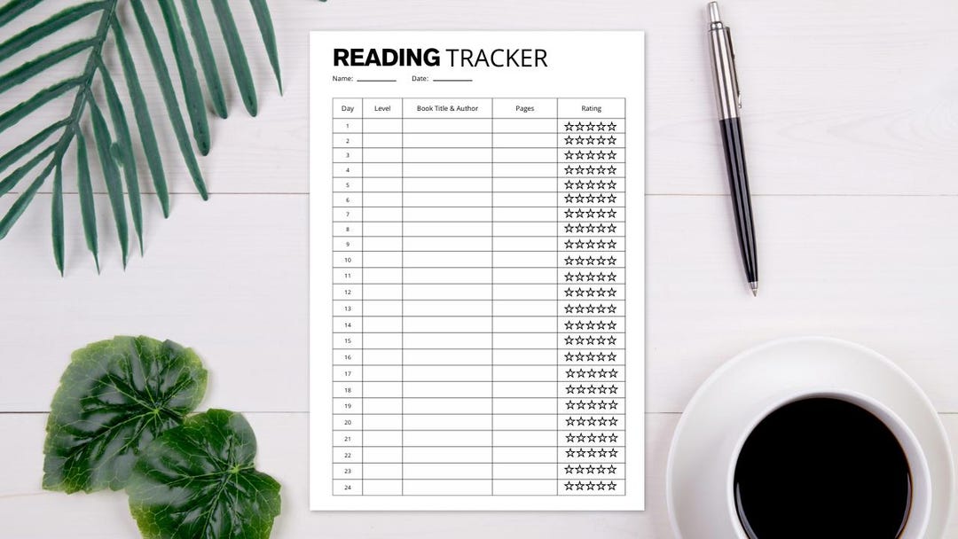 Reading Tracker Rating Stars Printable A4 & US Letter Minimalist ...