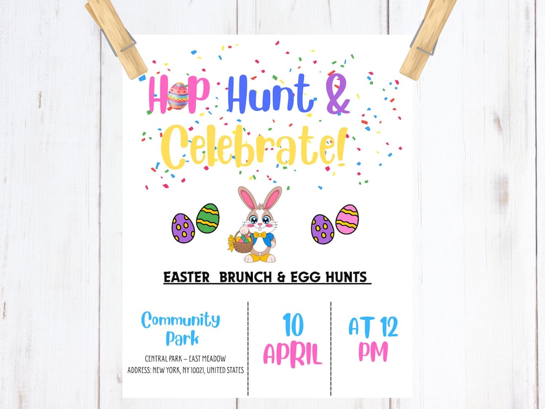 Editable Easter Egg Hunt Flyer ,template Printable Canva Invitation, Ad ...