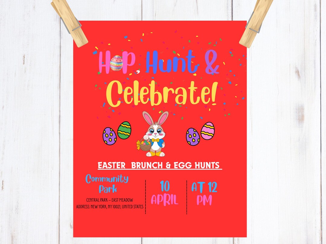 Editable Easter Egg Hunt Flyer ,template Printable Canva Invitation, Ad ...