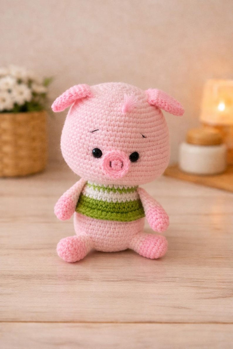 Pig Plush Toy (15 Cm) | Crochet Amigurumi Farm Animal | Nursery Decor ...