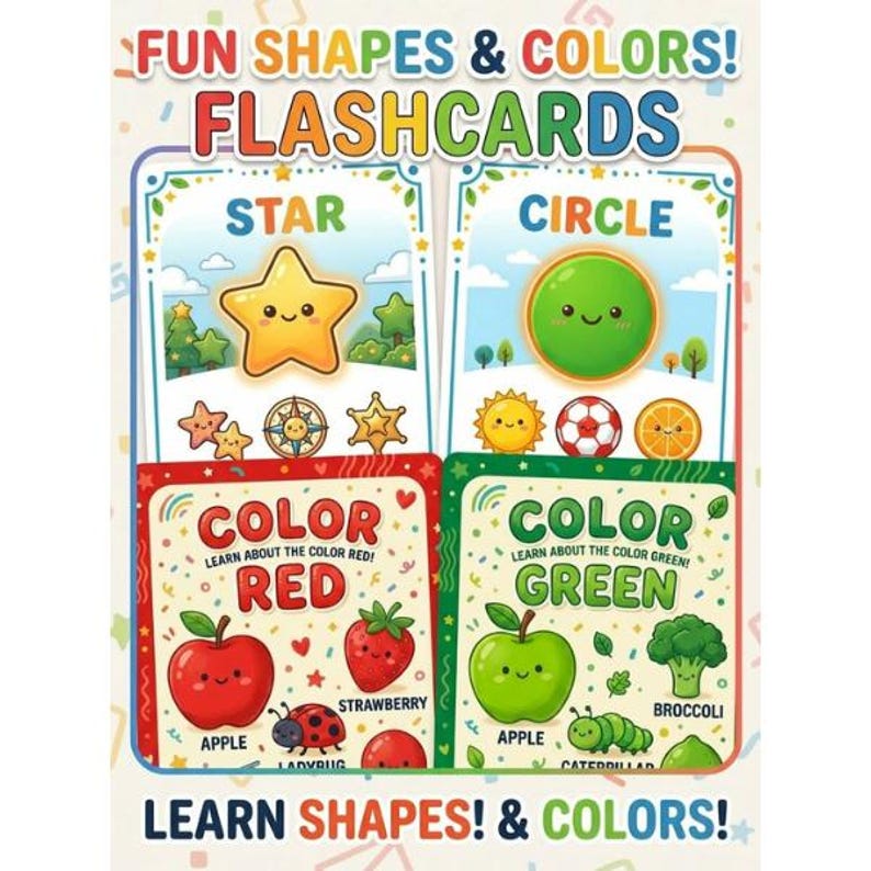 Colors and Shapes Flashcards - Etsy
