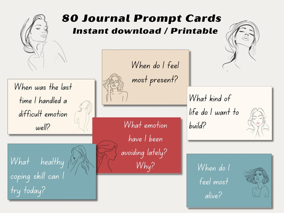 80 Self-reflection Journal Prompt Cards | Printable Emotional Balance ...