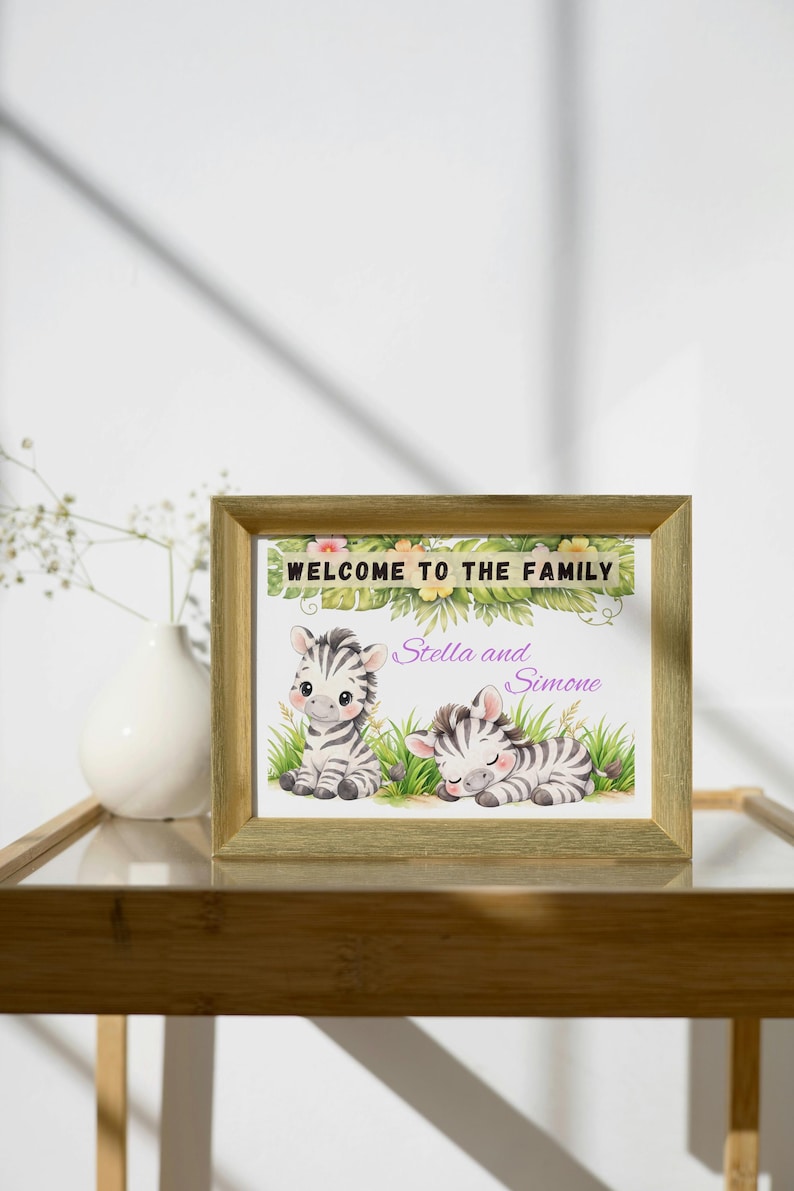 Personalized Jungle Animal Nursery Wall Art Bundle, Editable Baby Name ...