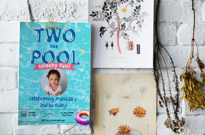 Two the Pool Birthday Invitation Template | 2nd Birthday Pool Party ...