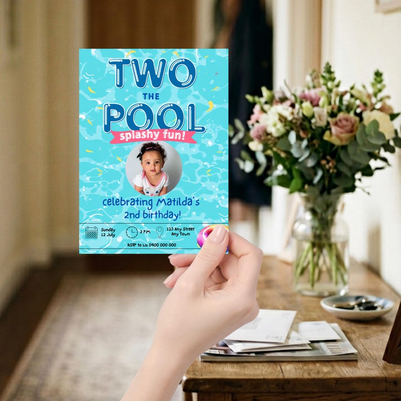 Two the Pool Birthday Invitation Template | 2nd Birthday Pool Party ...
