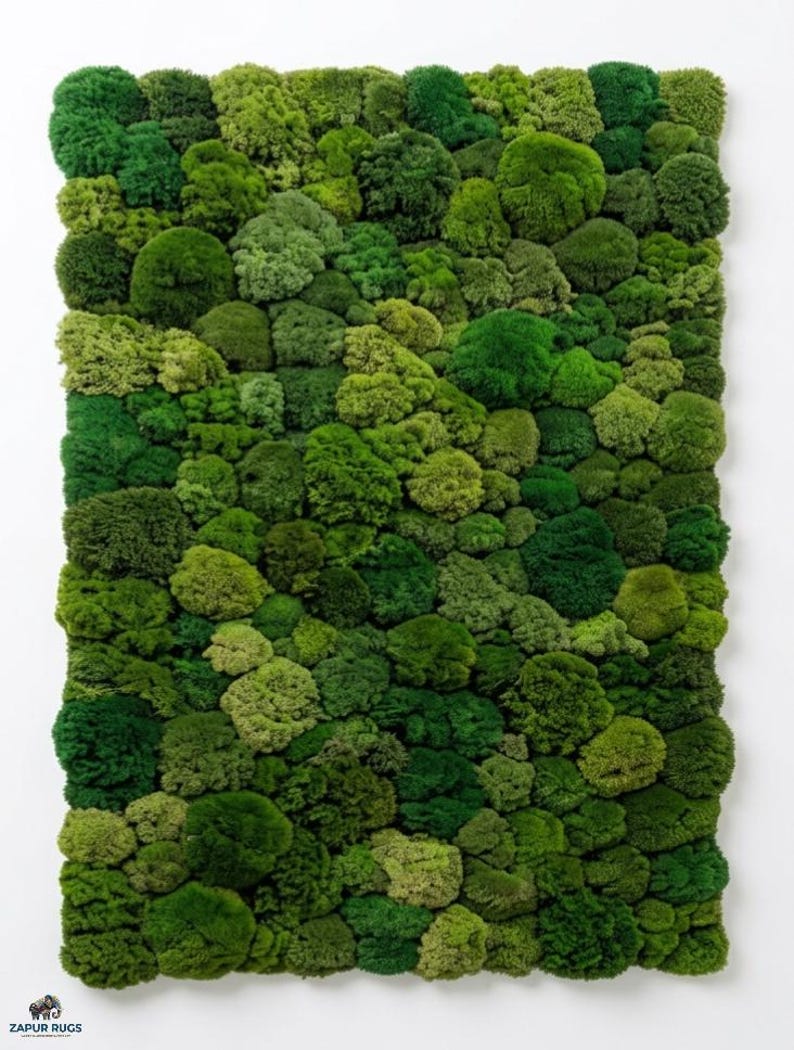 Hand Tufted Moss Rug, Forest Inspired Green Area Carpet, Organic Nature ...