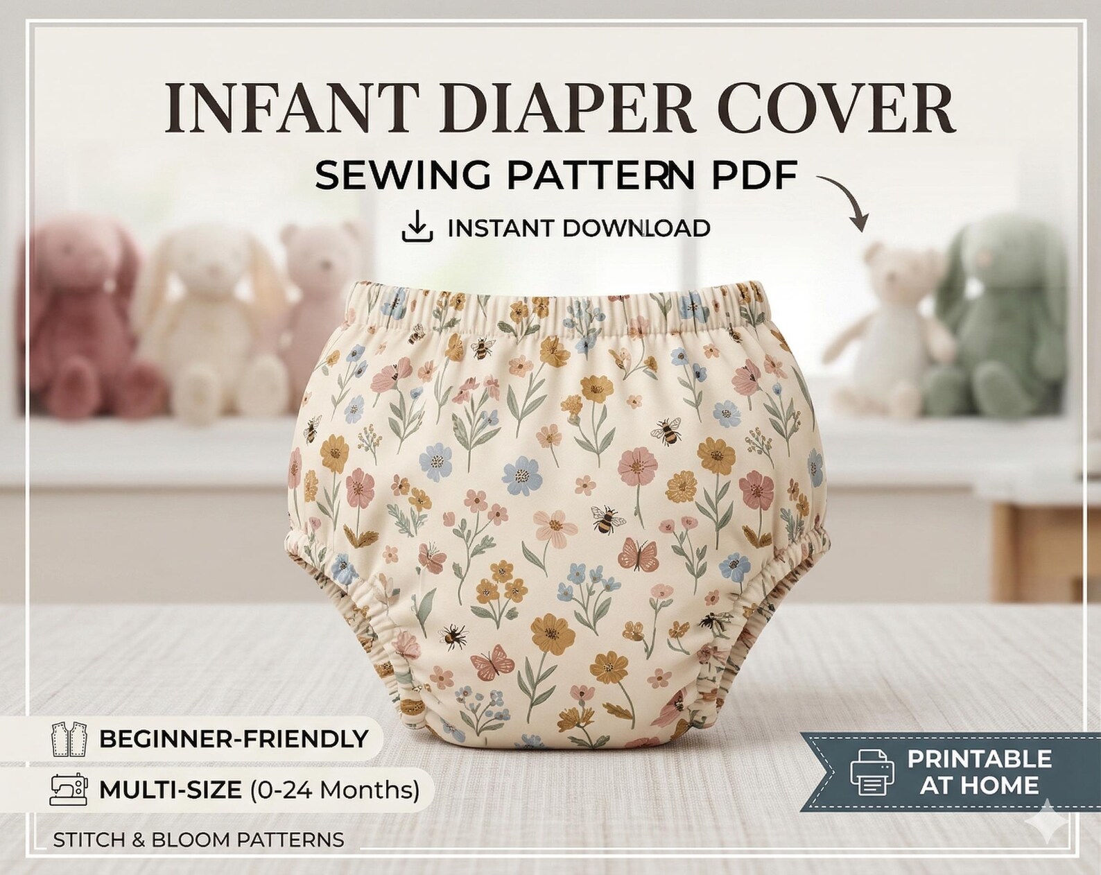 Infant Diaper Cover Sewing Pattern PDF, Baby Bloomers Pattern for ...