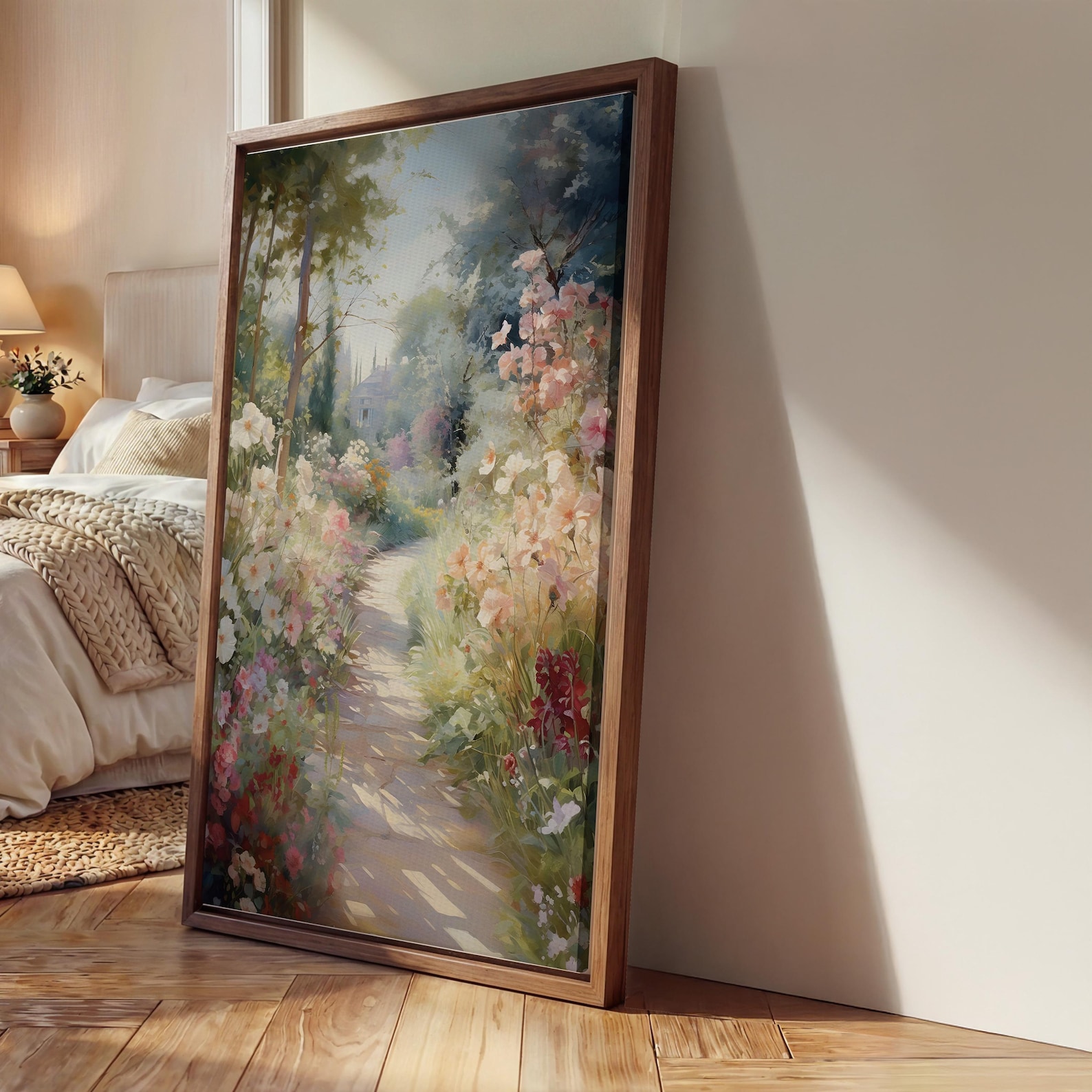 Floral Garden Pathway Canvas Wall Art, Serene Nature Landscape Print - Etsy