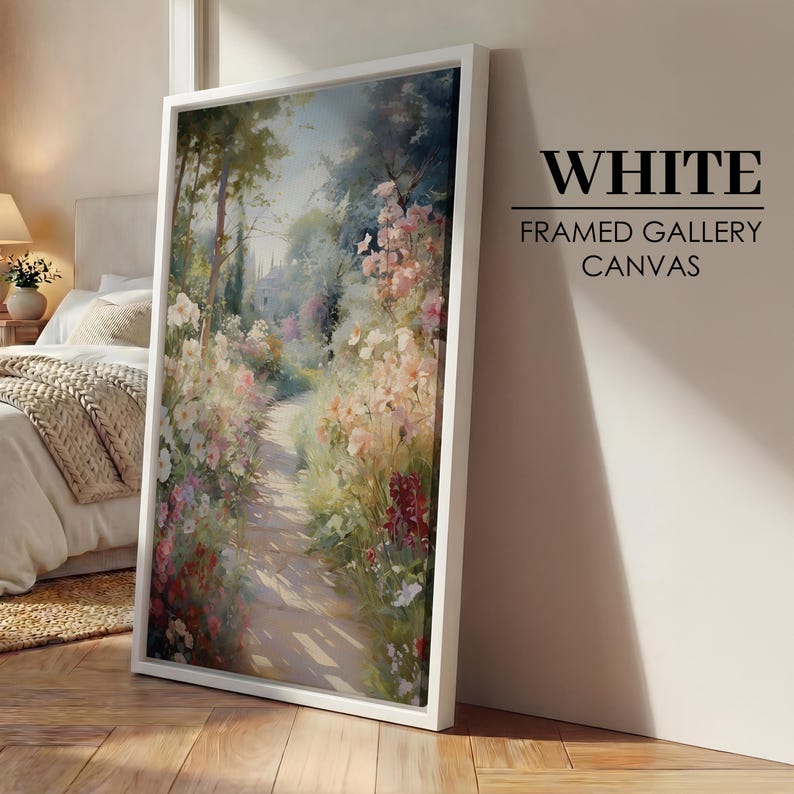 Floral Garden Pathway Canvas Wall Art, Serene Nature Landscape Print - Etsy