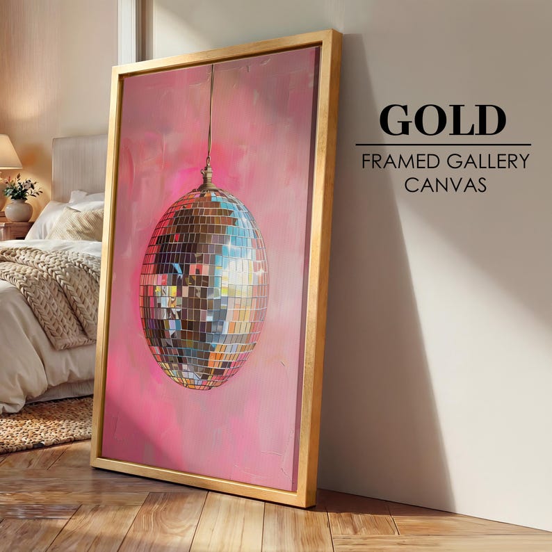 Framed Wall Art, Disco Ball Print, Pink Quirky Decor, Retro Decor - Etsy