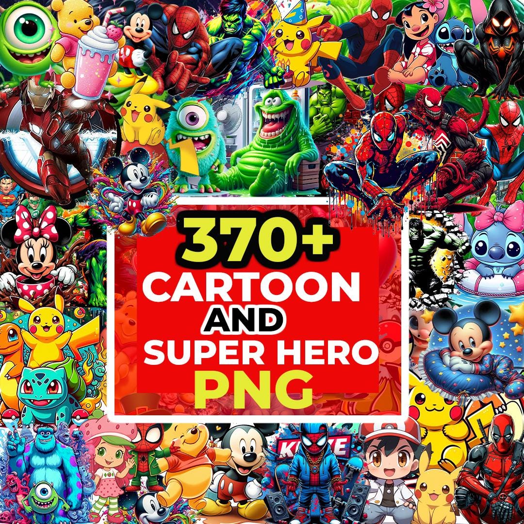 370+ Cartoon Bundle Png, Cartoon Svg Bundle,cartoons Png, Dtf Design ...