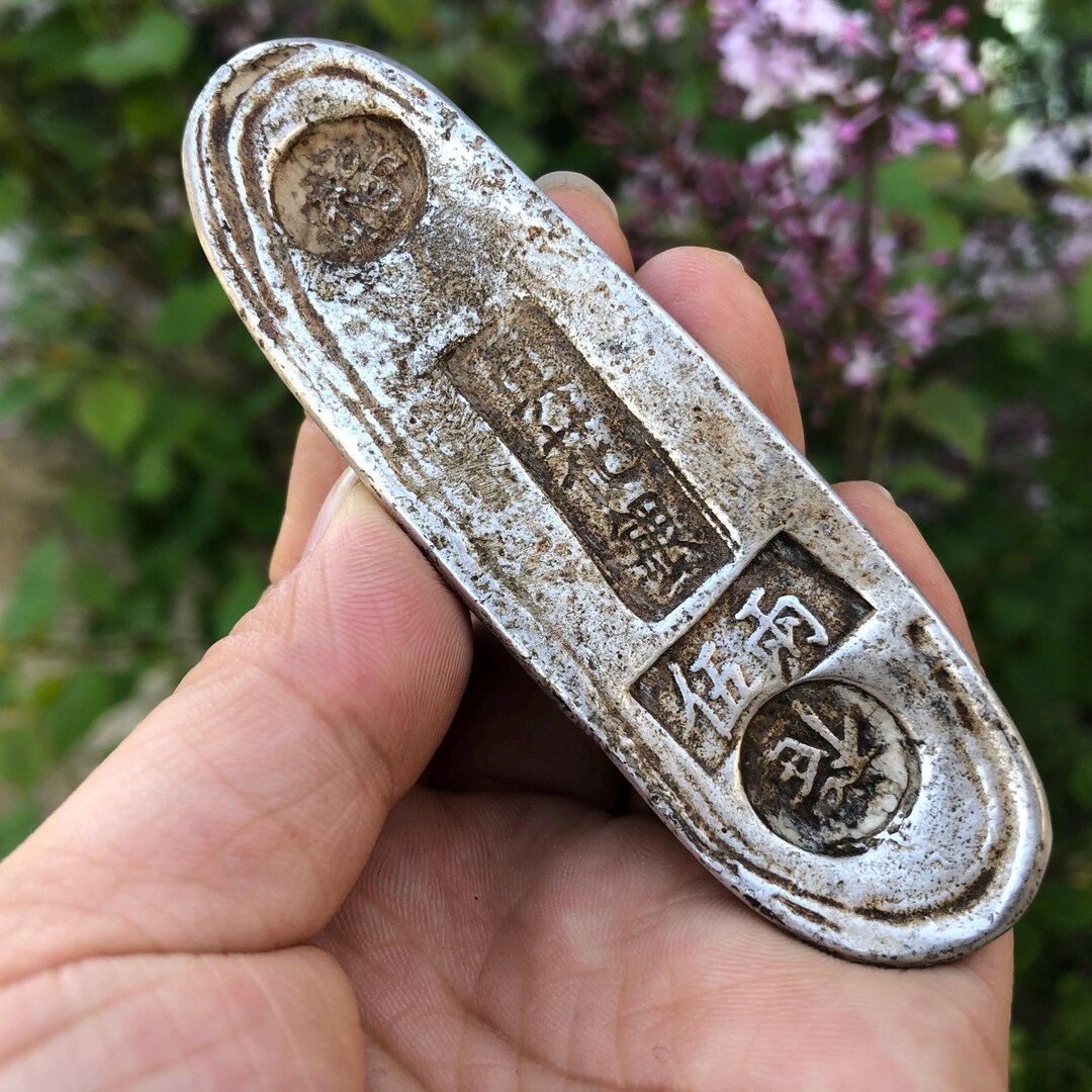 Qing Dynasty Silver Bar, 5 Taels Replica, Chinese Feng Shui Ornament ...