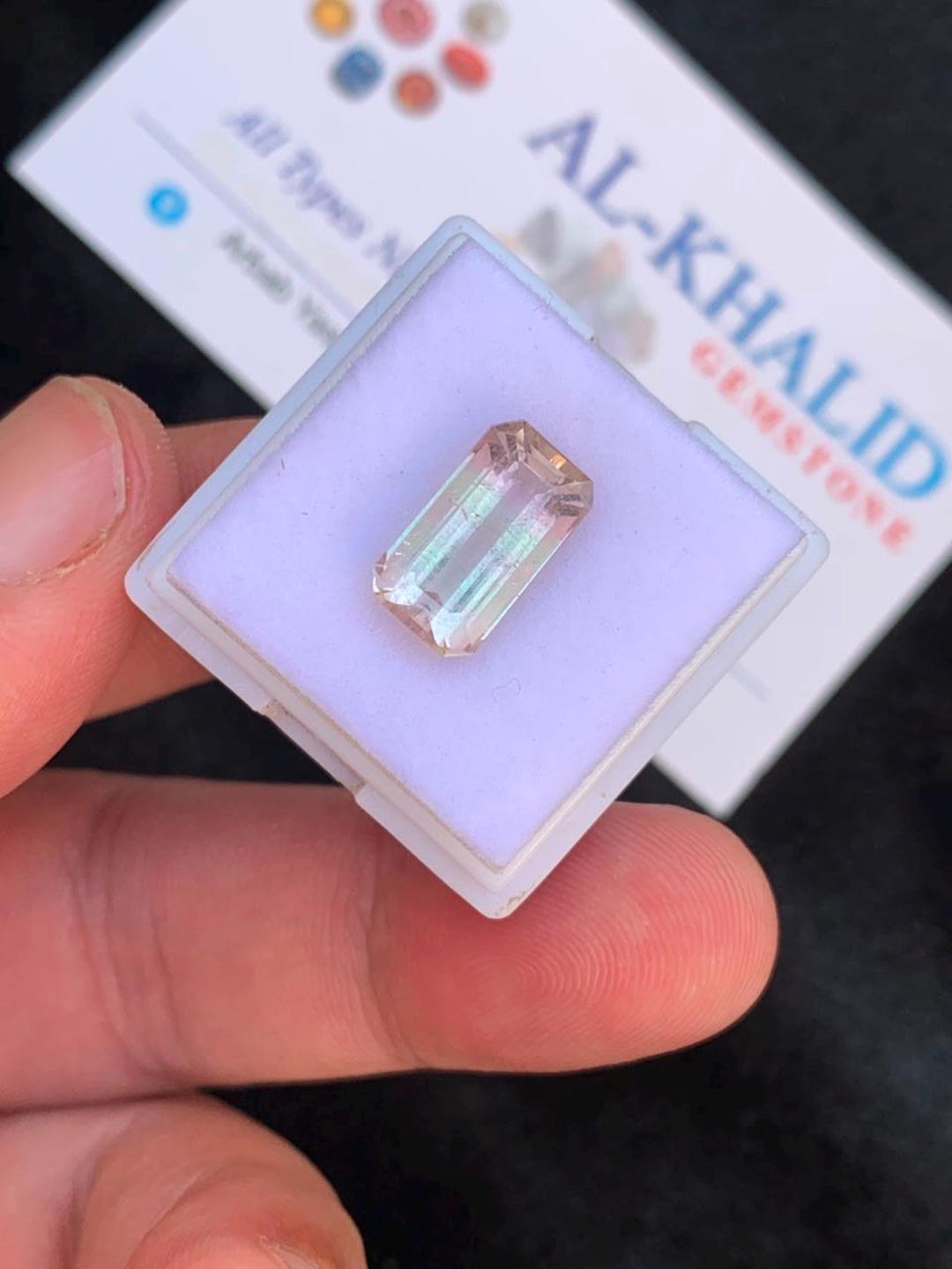 4.10 Carat Natural Bi-tourmaline Rare Gemstone - Emerald Cut Loose ...