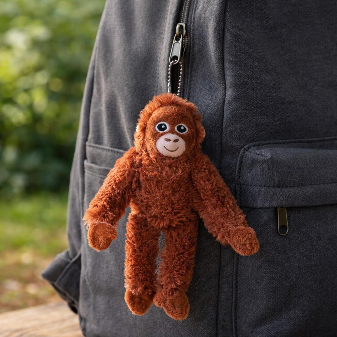 Viral Punch Monkey Keychain – Orangutan Plush Pendant, Cute Mini ...