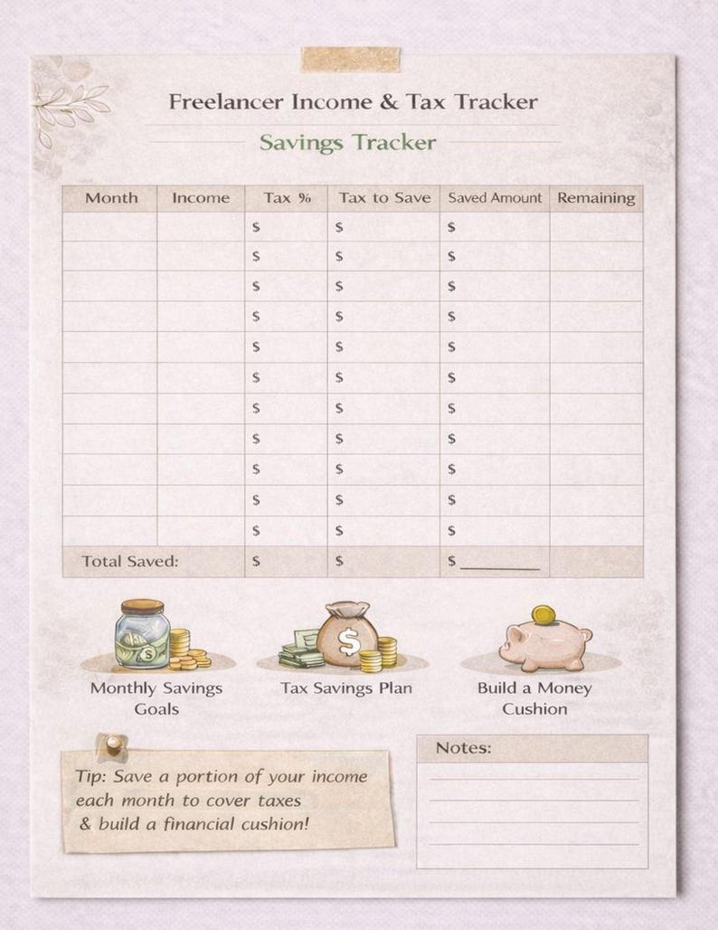 Freelancer Income & Expense Tracker Printable | Self Employed Tax ...