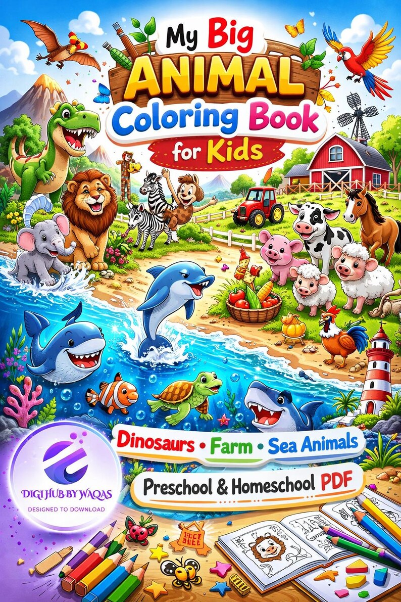 My Big Animal Coloring Book for Kids | Printable Coloring Pages ...