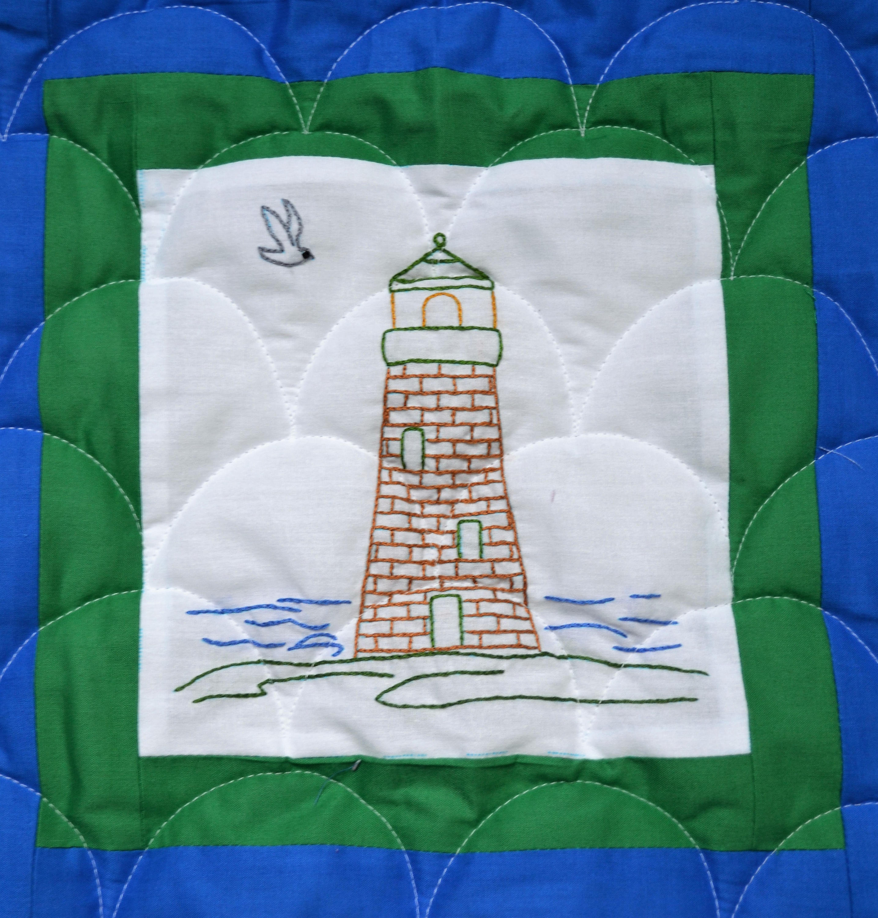 Lighthouse Embroidered Quilt - FINISHED - Ready to Ship - Etsy