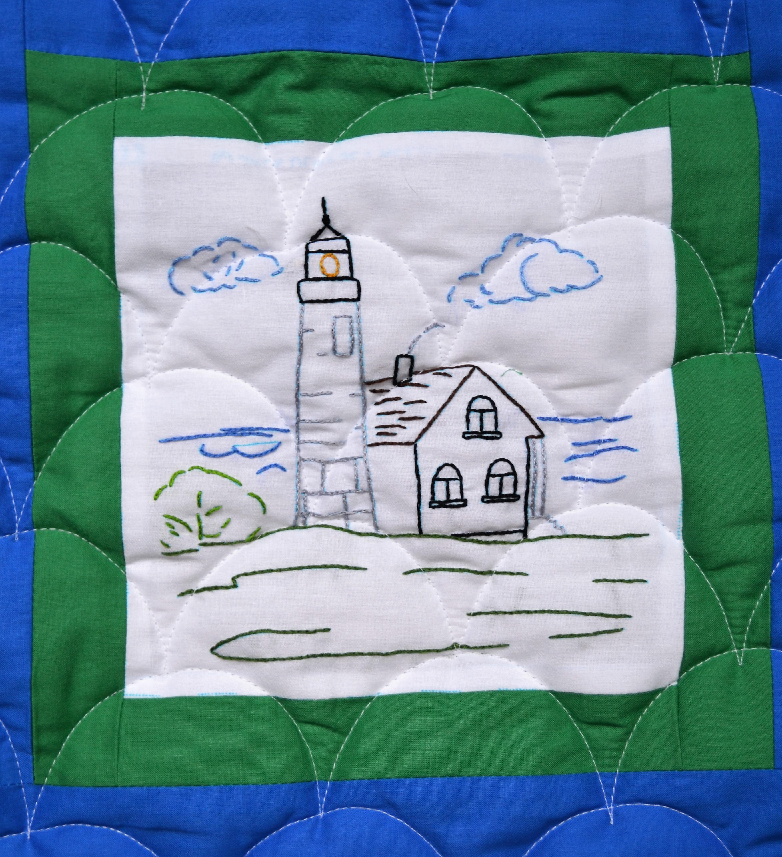 Lighthouse Embroidered Quilt - FINISHED - Ready to Ship - Etsy