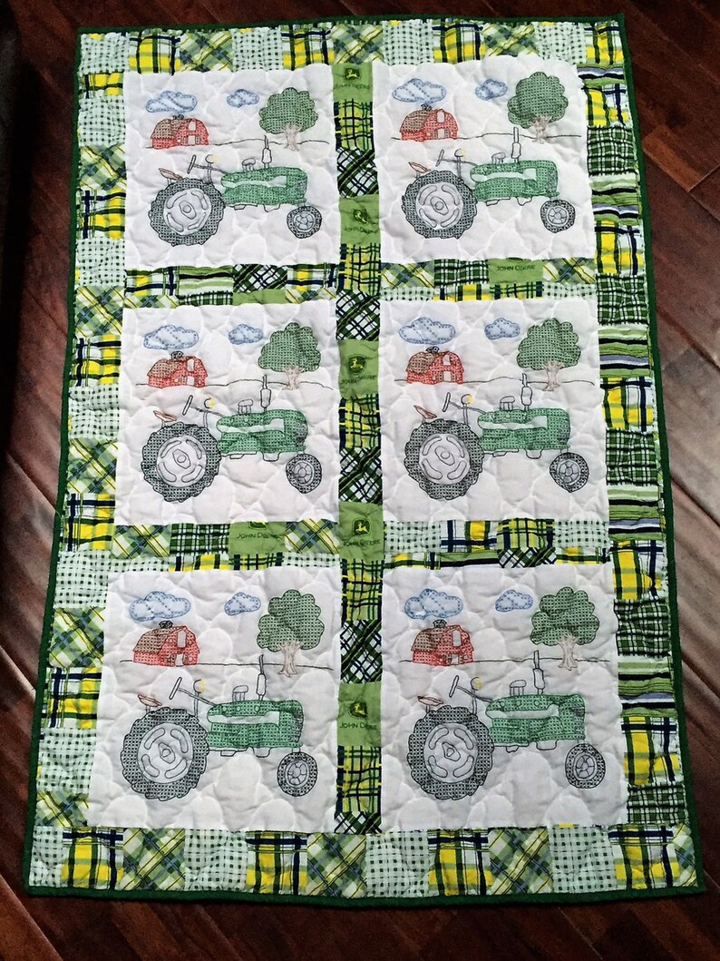 Tractor Quilt With John Deere Fabric Surround - 40" X 61"- FINISHED and ...
