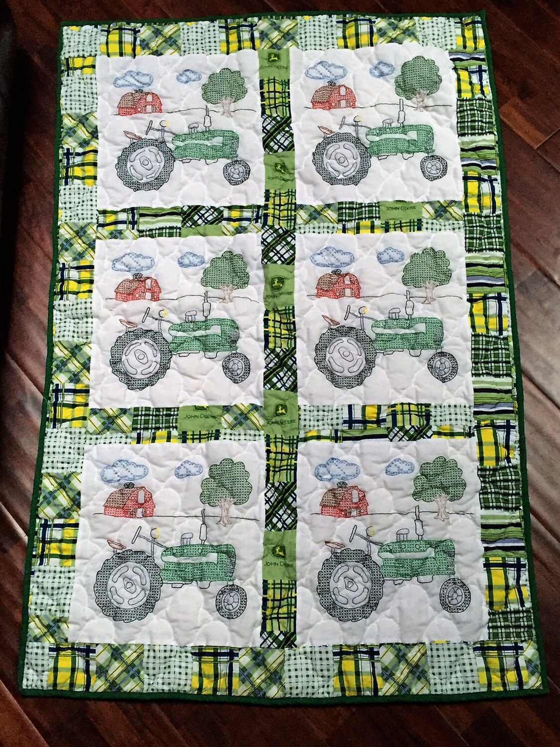 Tractor Quilt With John Deere Fabric Surround 40 X 61 FINISHED and ...