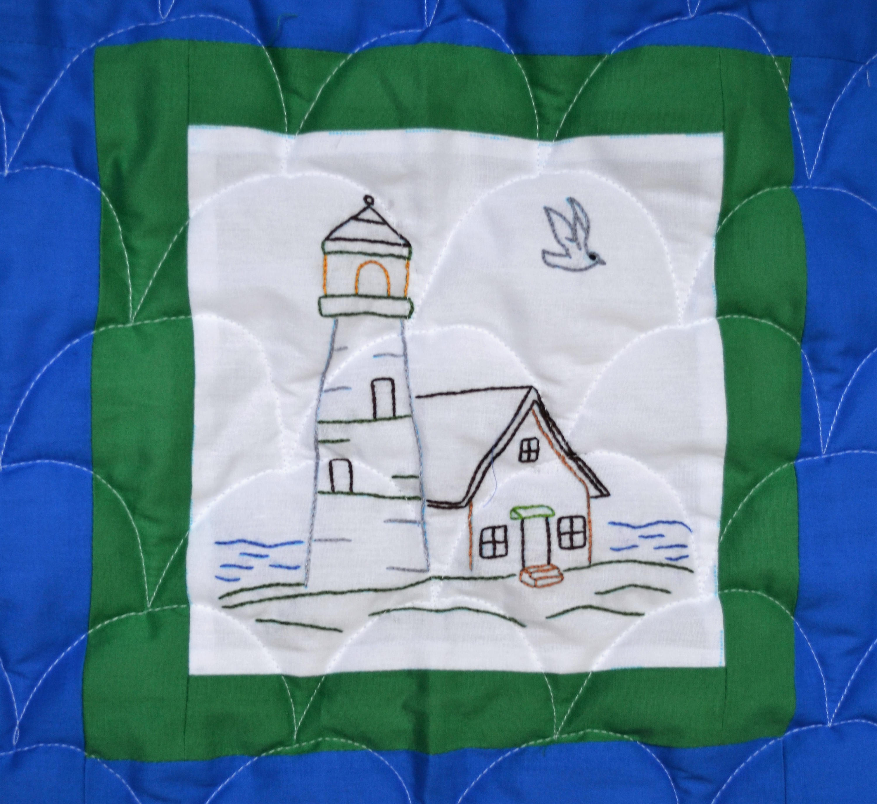 Lighthouse Embroidered Quilt - FINISHED - Ready to Ship - Etsy