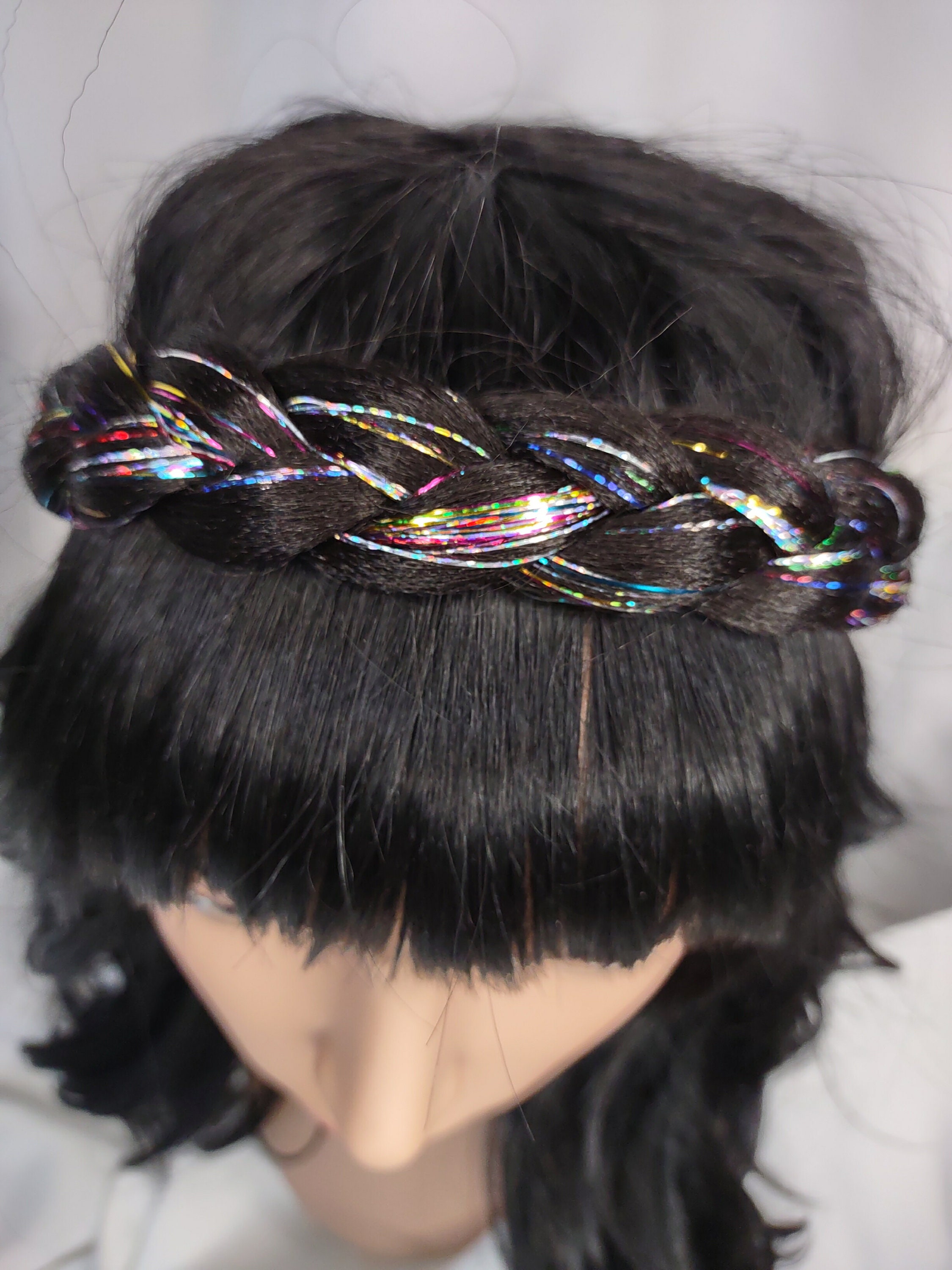 Sparkle Braided Hair Headband | Rainbow Sparkle Black Braided Headband ...
