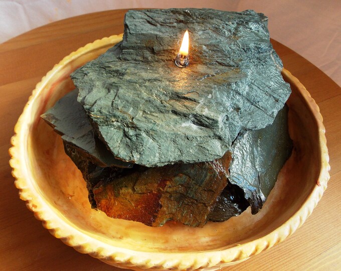 Flaming Stone Oil Lamp, Cherokee Indian Bowl and Smoky Mtn. Slate F-2 ...