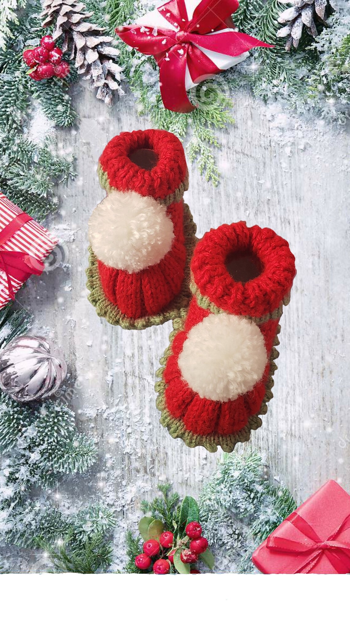 Red Baby Booties Slippers Christmas Baby Booties Shoes Knit Red Baby ...